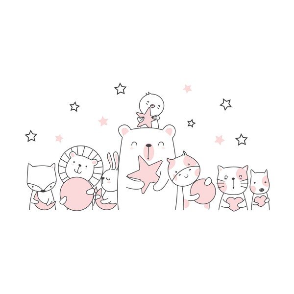 Детски стикер за стена Star Guardian Animals, 90 x 60 cm - Ambiance ...